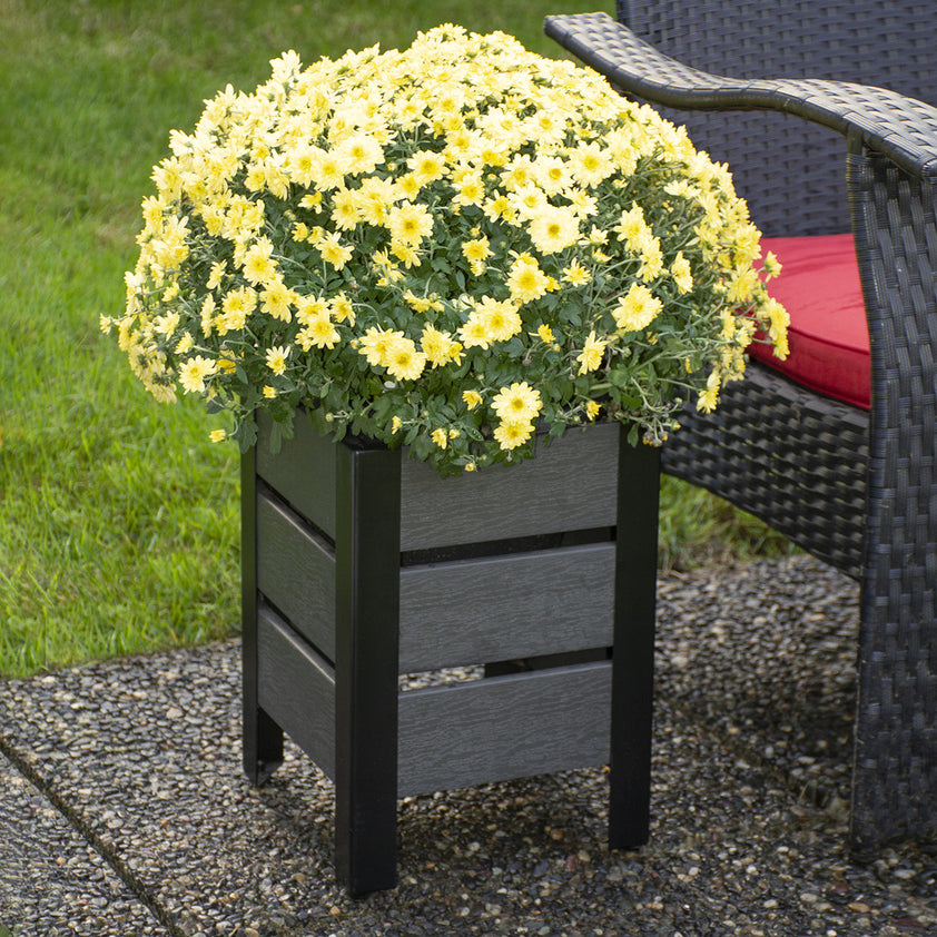 Planter - Grapevine Faux Wood Square Planters with Metal Frame, 130742 ...