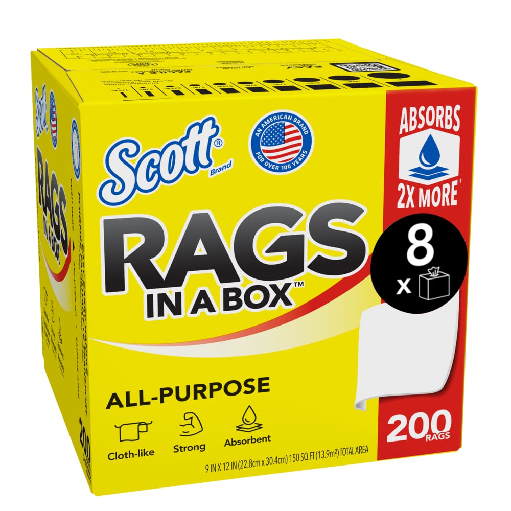 Wipers - Scott® Shop Rags In A Box™, 9" x 12" (Case of 8 Boxes), 75260 ...