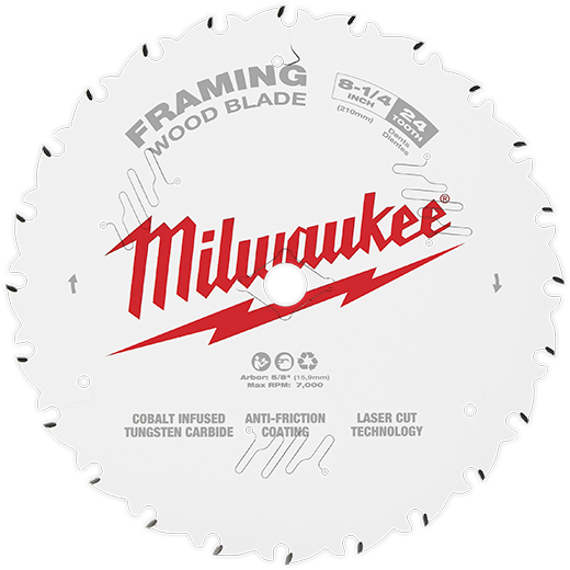 Saw Blade - Milwaukee 8-1/4" 24T Framing Circular Saw Blade, 48-40-082 ...