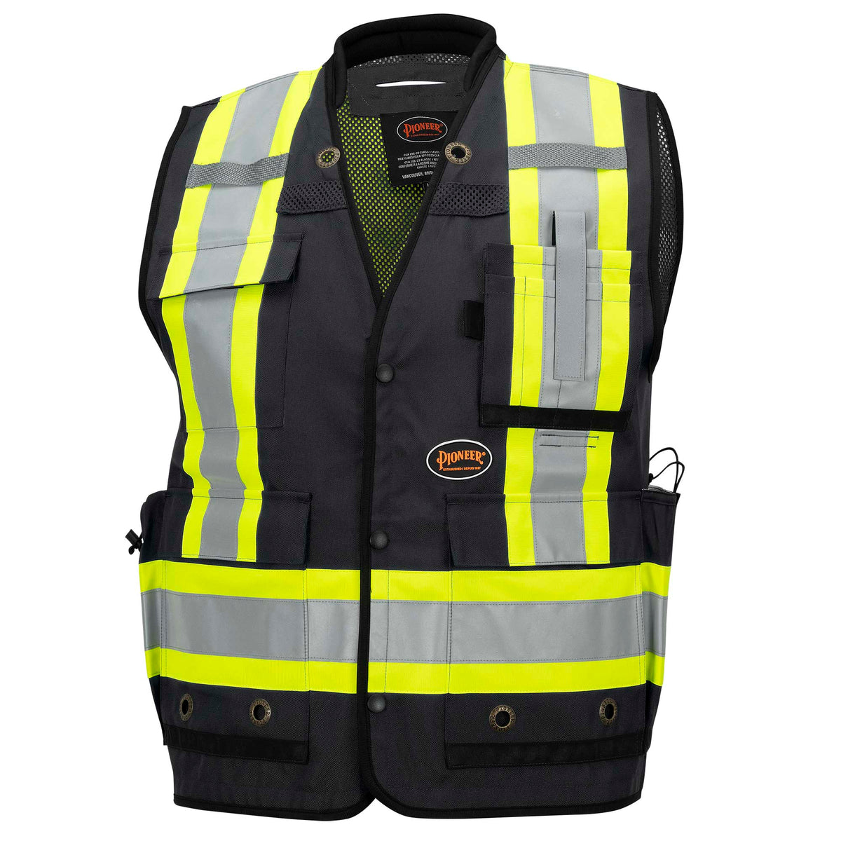 Safety Vest - Pioneer Hi-Vis Antimicrobial Mesh-Back Surveyor Vest - B ...