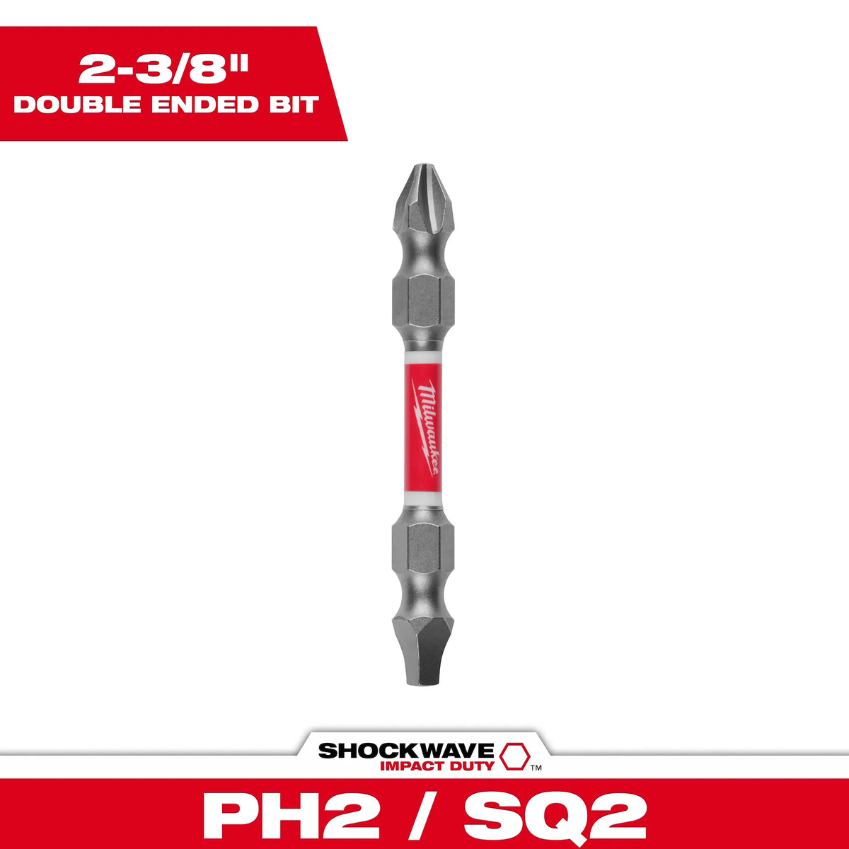 Drill Bit - Milwaukee SHOCKWAVE™ PH2/SQ2 Impact Duty Double Ended Bit ...