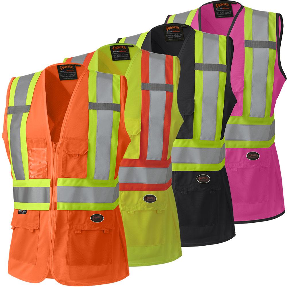 Safety Vest - Pioneer Women's Hi-Viz Tricot Poly Interlock Vest Variou ...